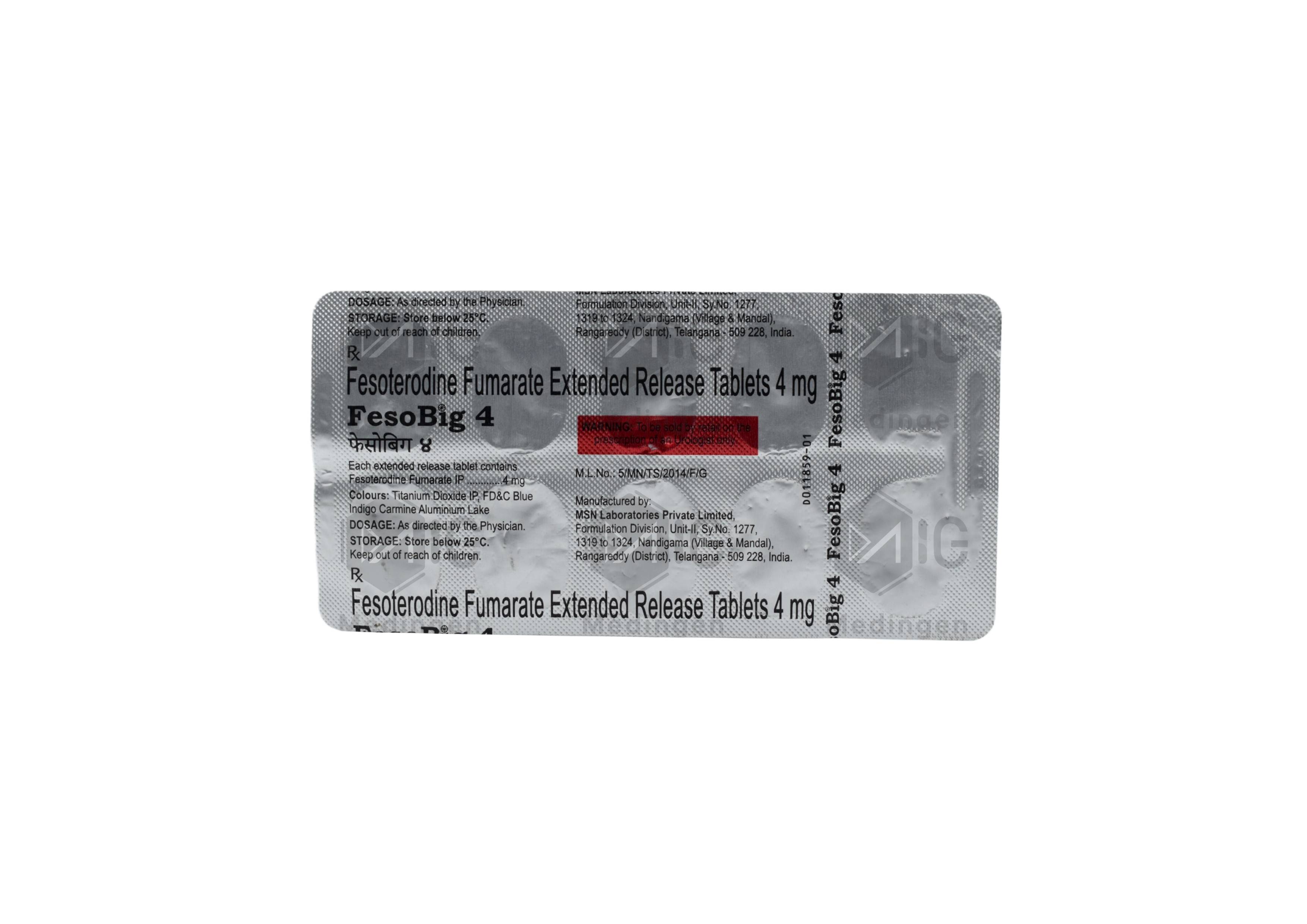 Fesobig 4mg Tablet: Uses, Side Effects, Price & Substitutes