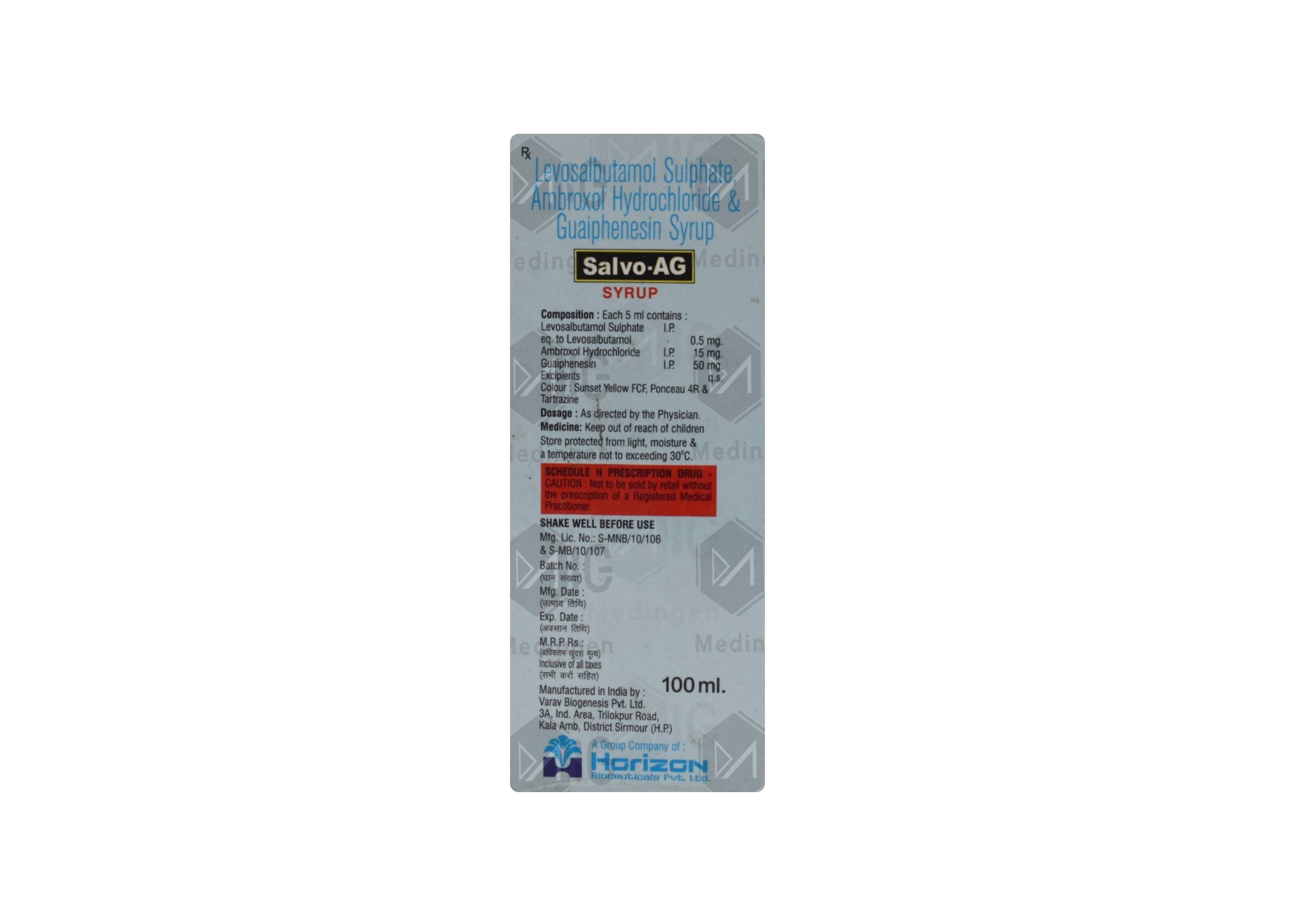 Salvo AG Syrup: Levosalbutamol, Ambroxol & Guaiphenesin