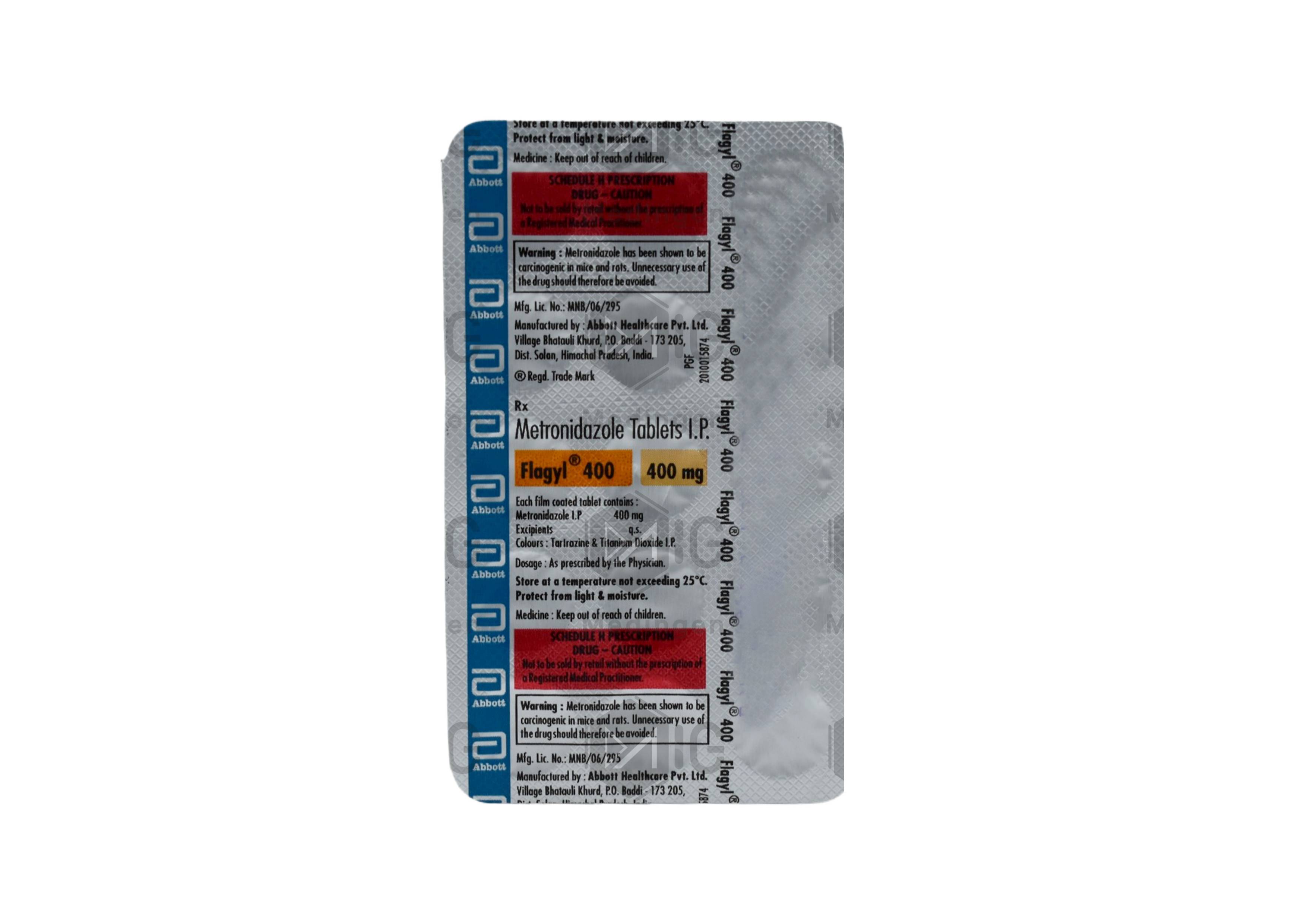 Flagyl 400mg Tablet : Uses, Benefits, Side Effects & Price