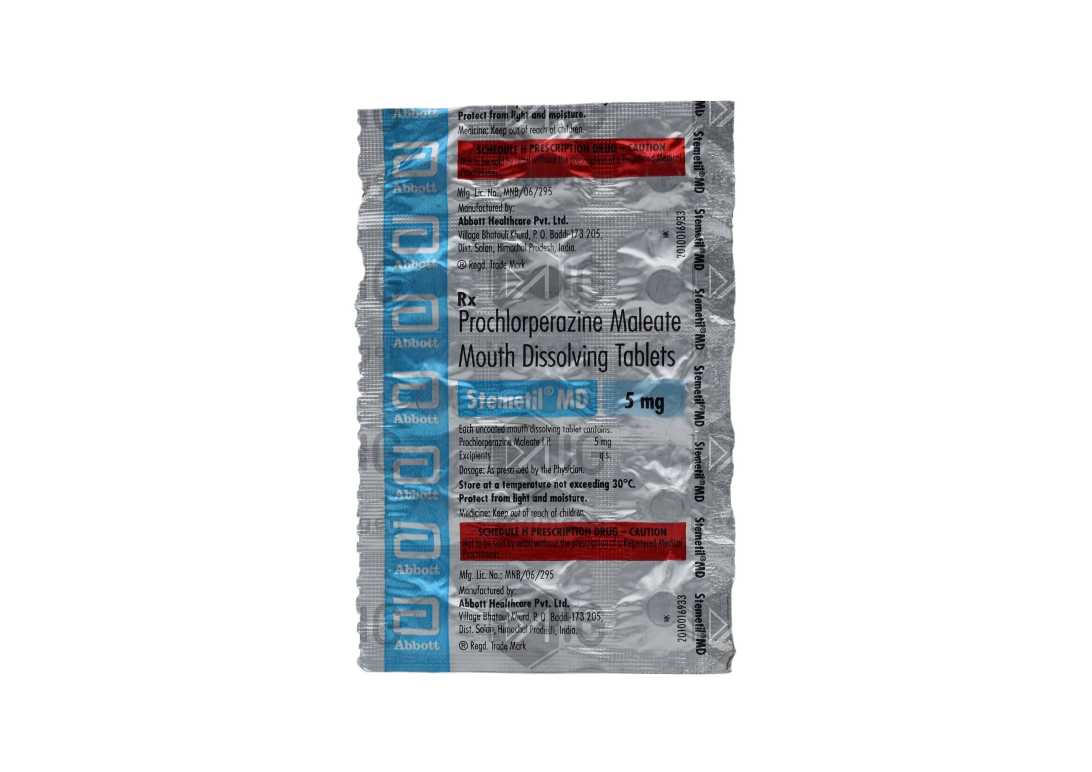 Stemetil MD 5mg tablets : View Uses, Side Effects, Price & Substitutes