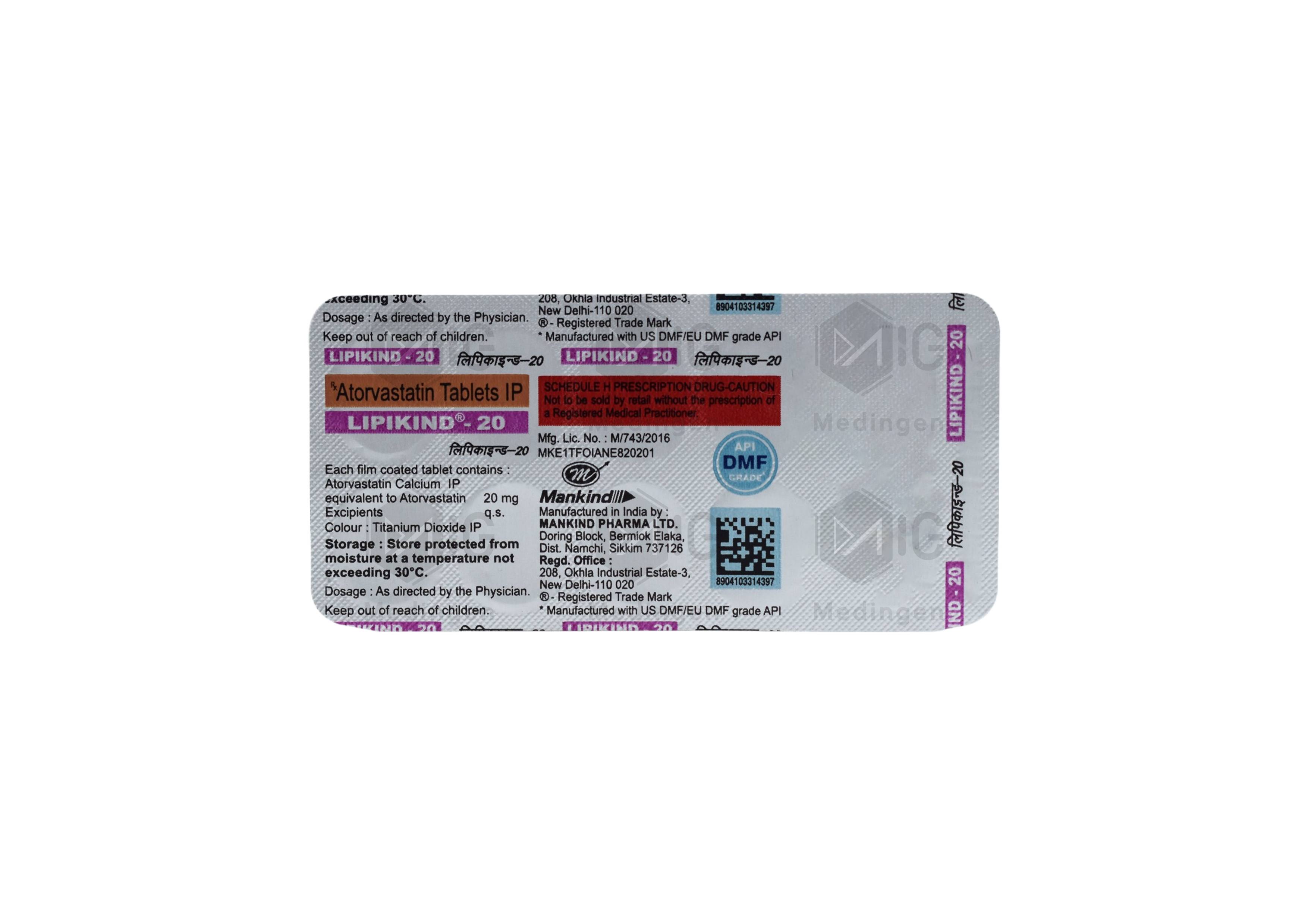 Lipikind 20MG Tablet: Uses, Dosage, Side Effects & Precautions