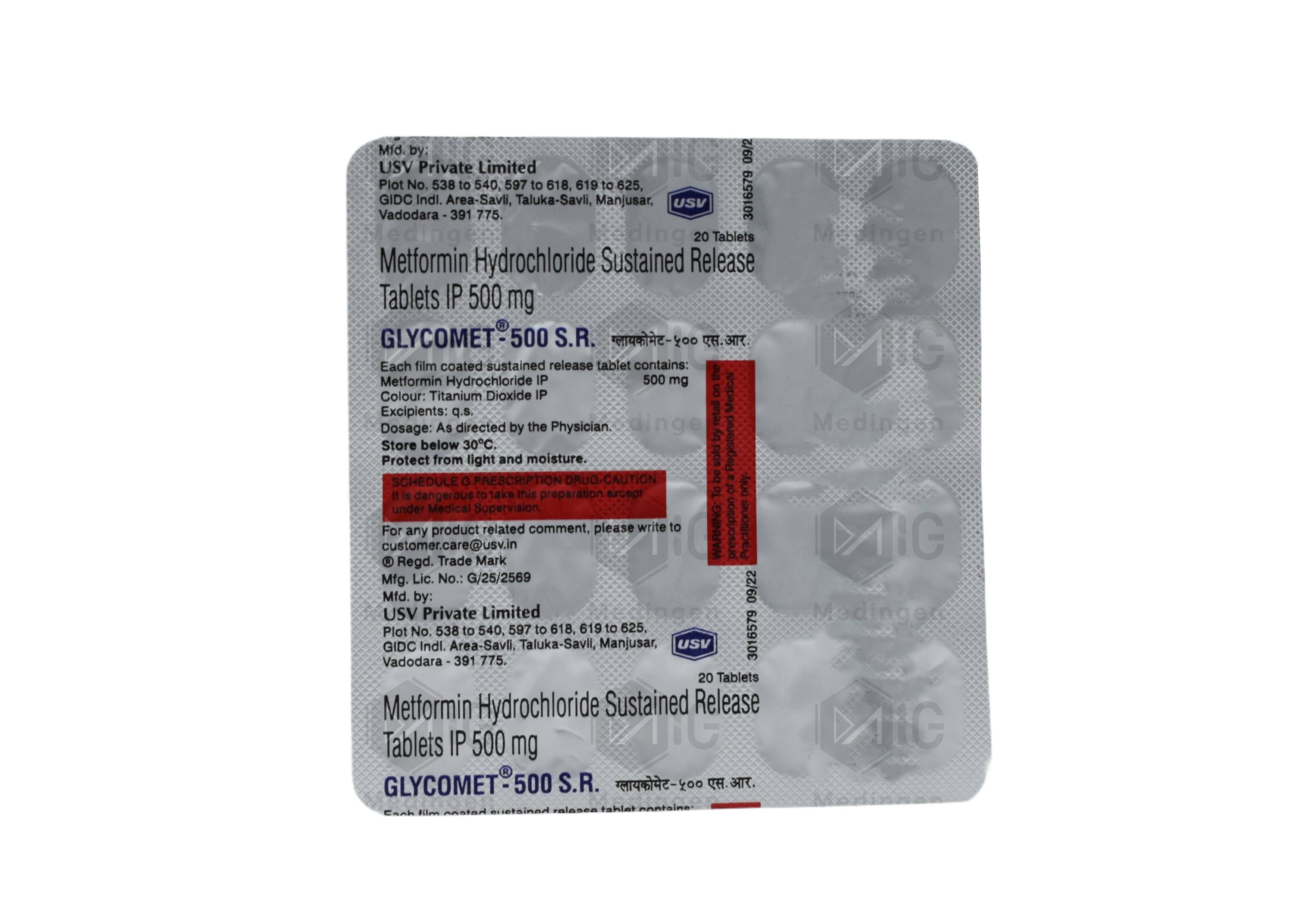 Glycomet 500 SR Tablet: Uses, Dosage, Side Effects & Precautions