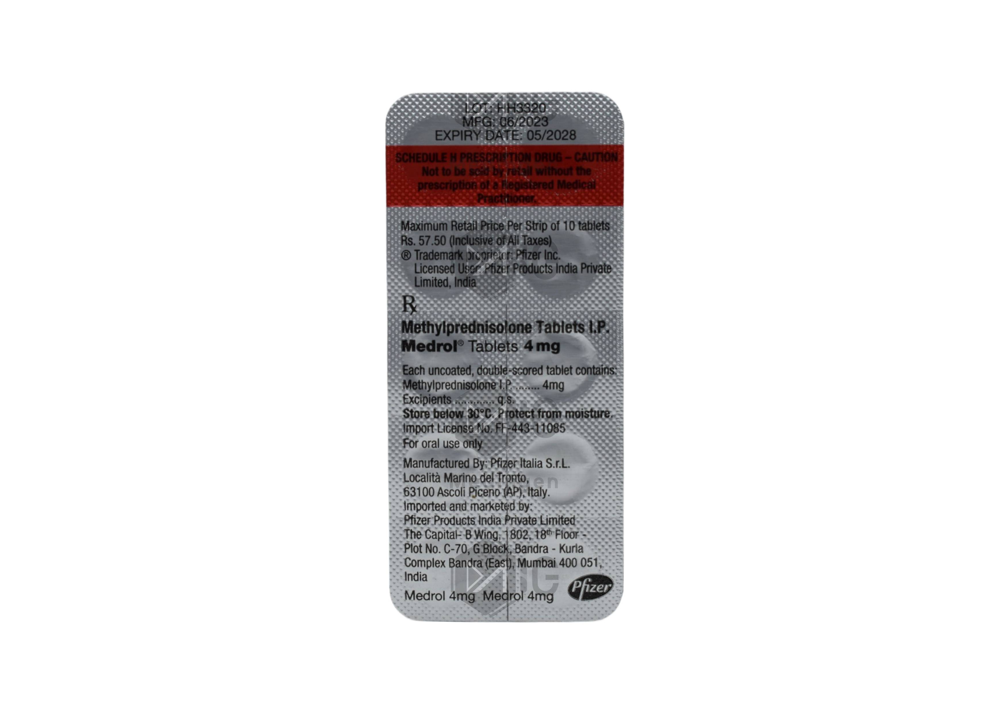 MEDROL 4mg Tablet : Uses, Dosage, Side Effects & Price