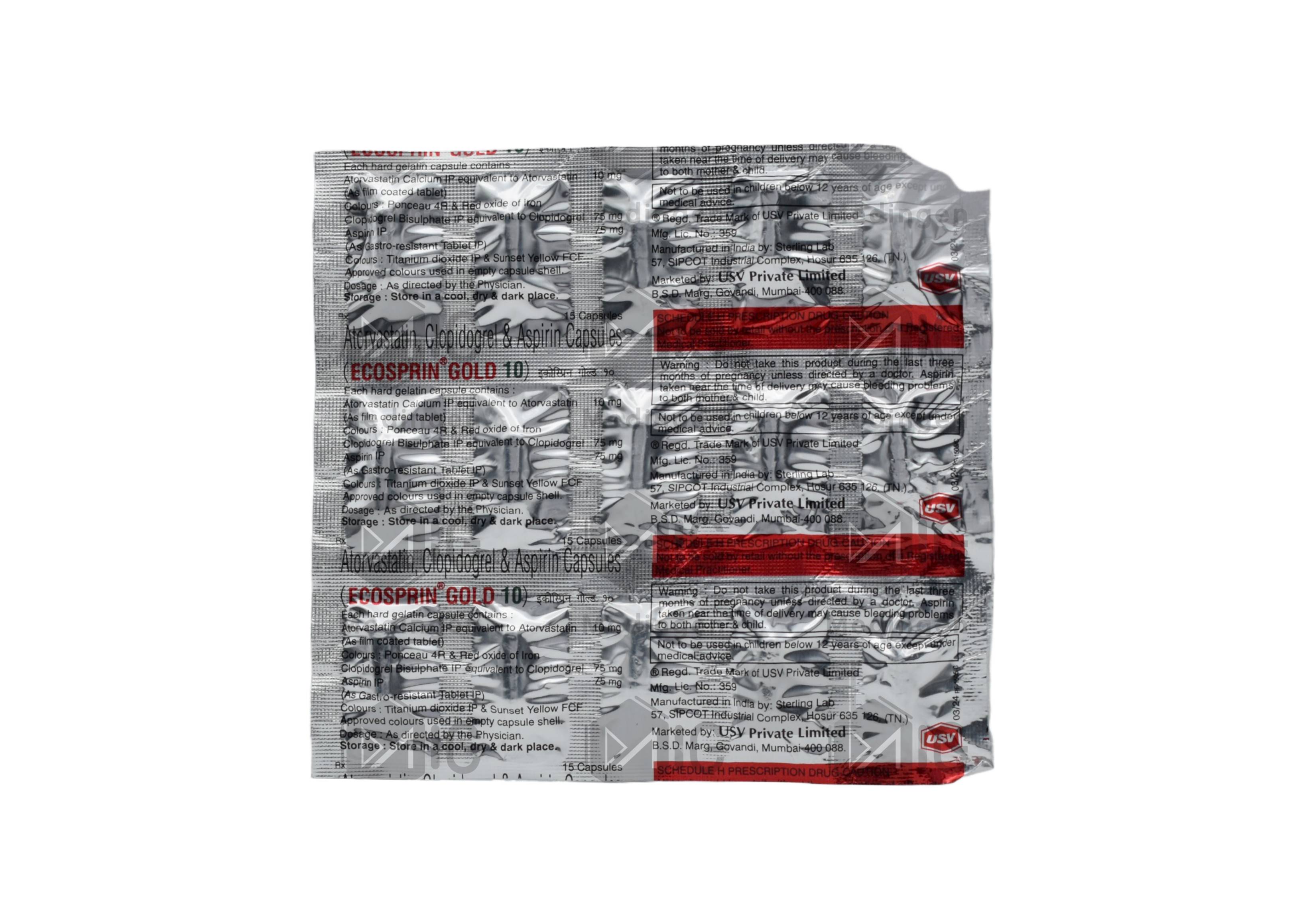 Ecosprin Gold 40 Tablet: View Uses, Side Effects, Price & Substitutes.