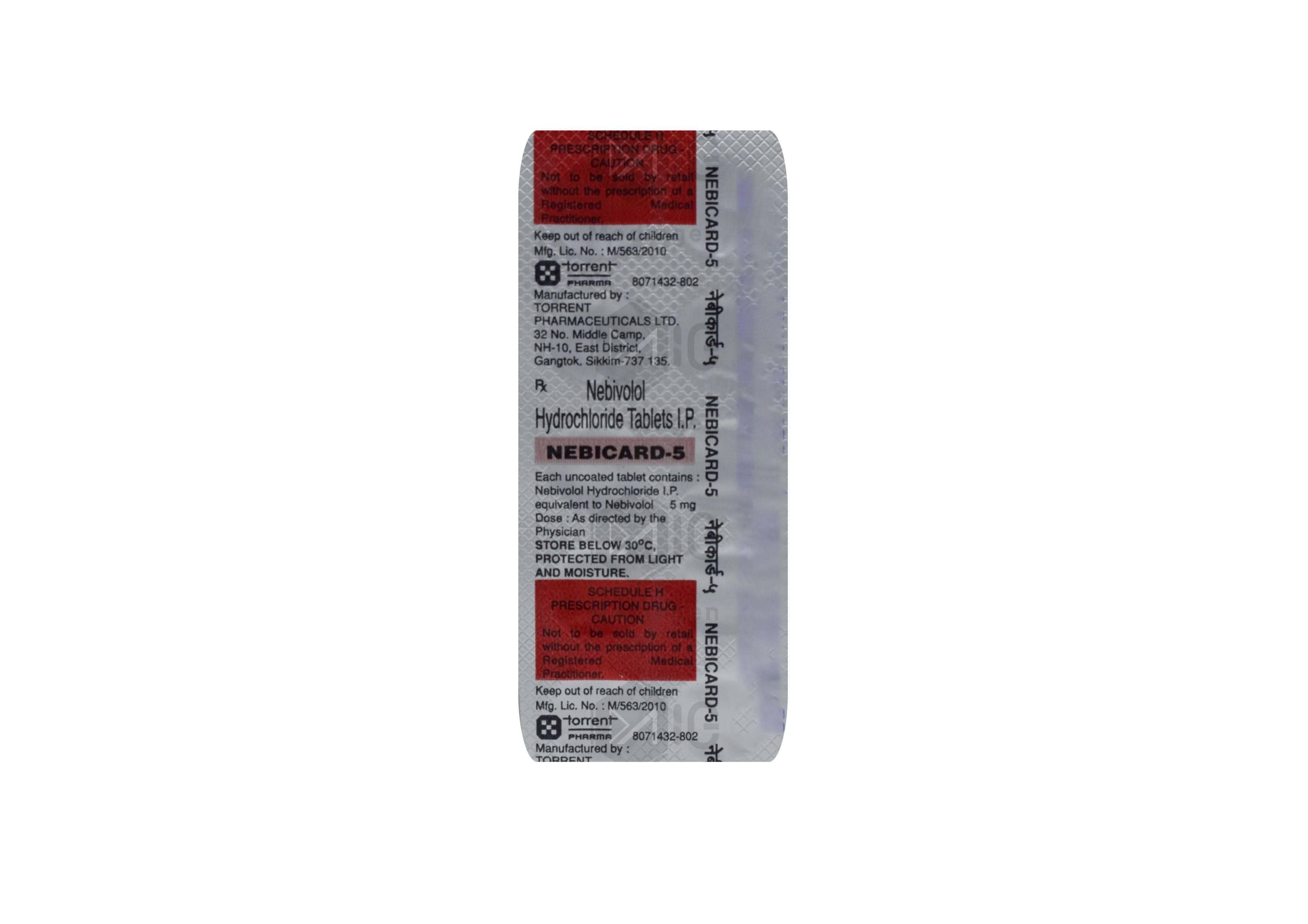 Nebicard 5mg Tablet: View Uses, Side Effects, Price and Substitutes