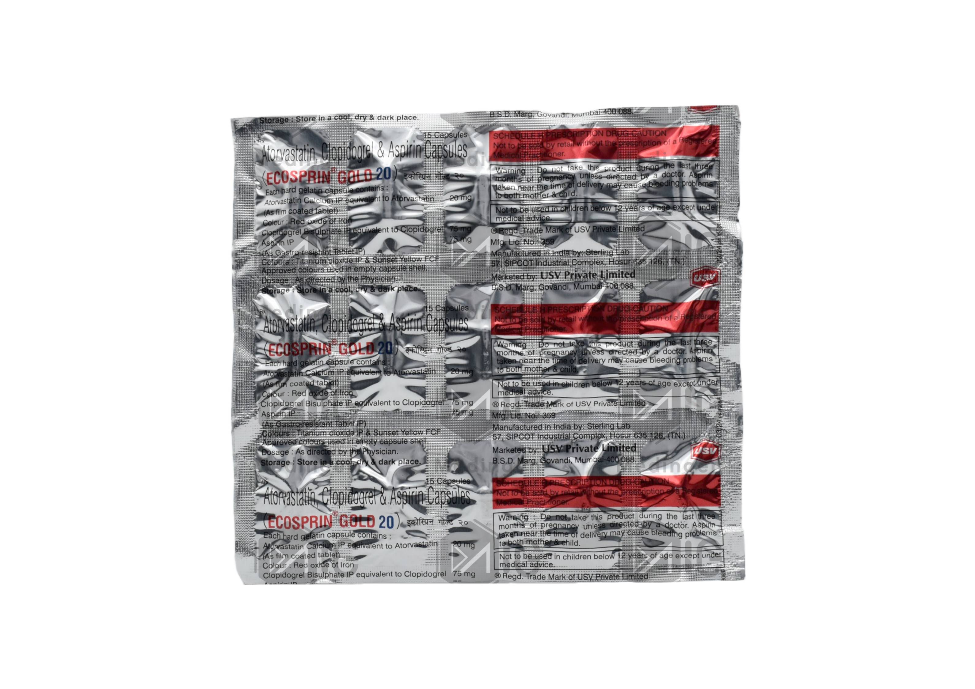 Ecosprin Gold 20 Tablet : View Uses, Side Effects, Price & Substitutes.