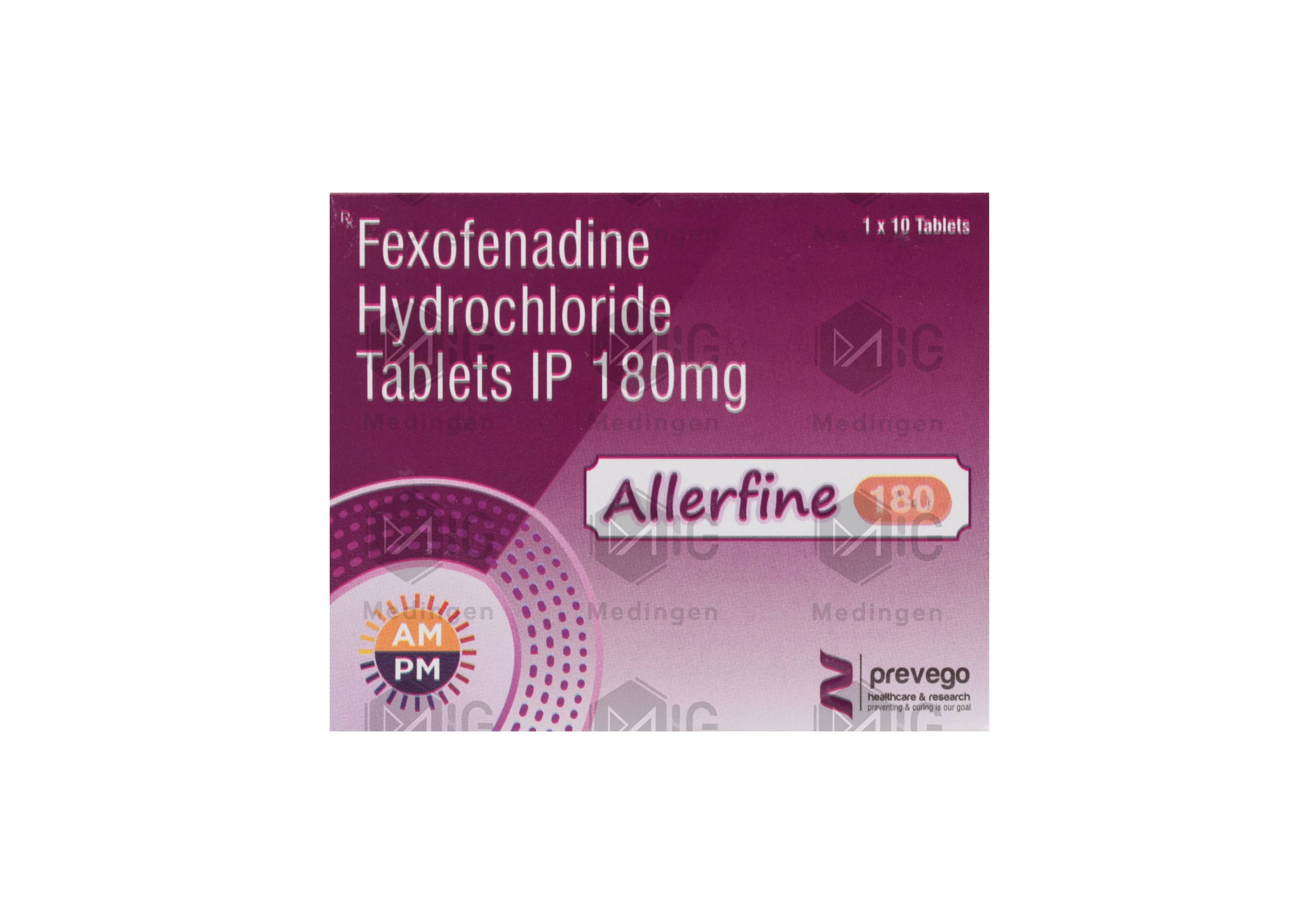Allerfine 180mg Tablet: View Uses, Side Effects, Price and Substitutes