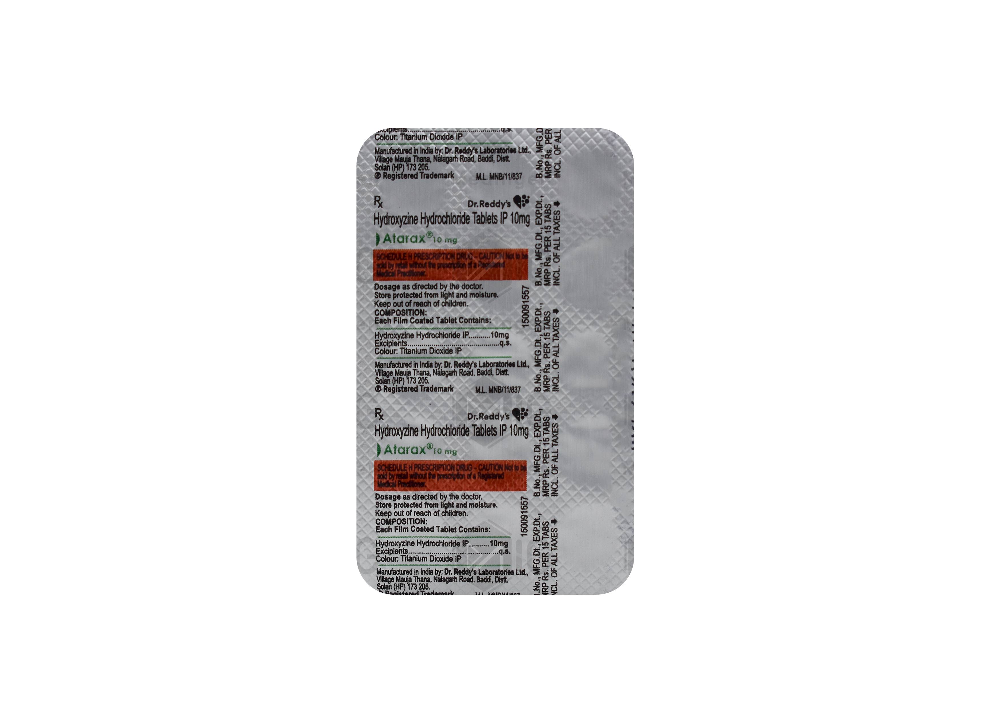 Atarax 10mg (Hydroxyzine 10mg): View Uses, Side Effects, Price ...