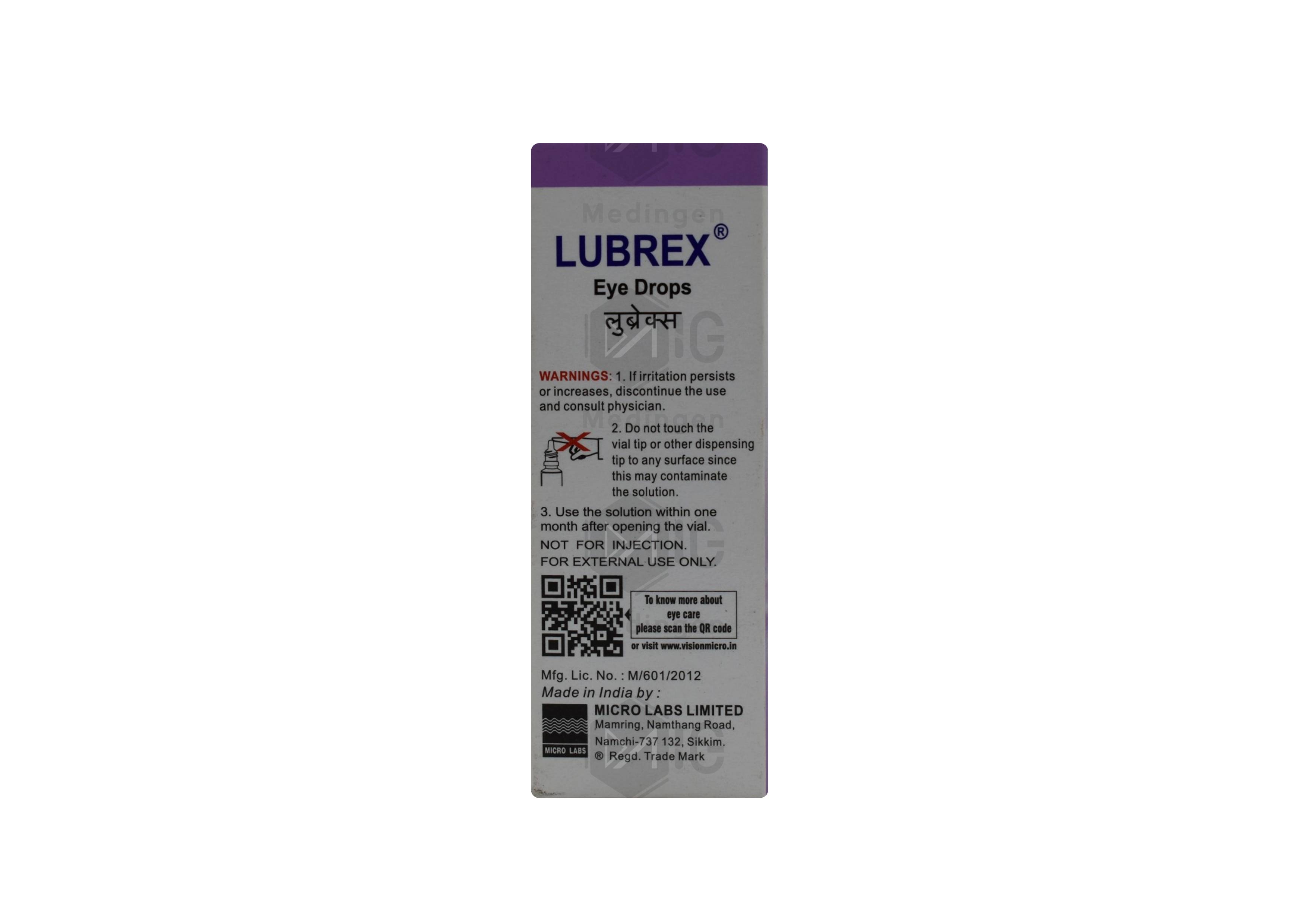 Lubrex Eye Drops : View Uses, Side Effects, Price & Substitutes.